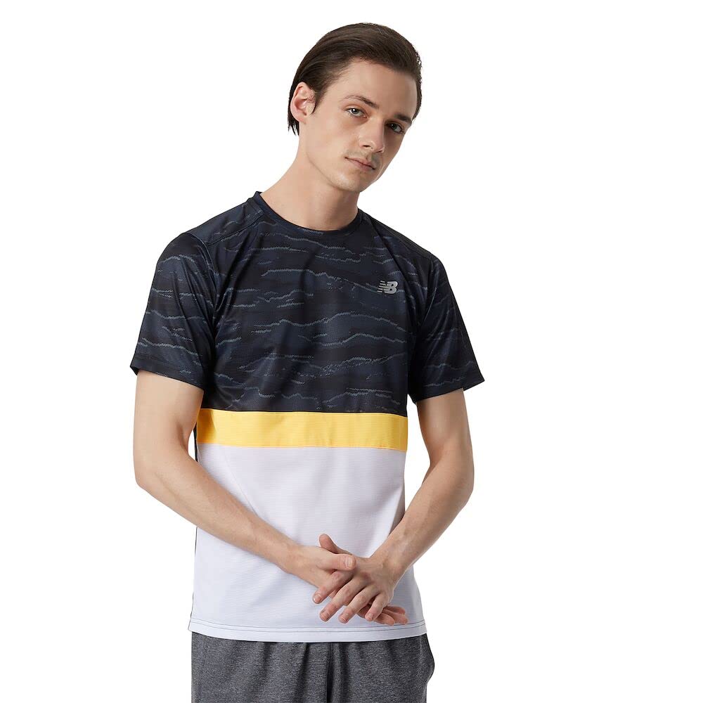 New Balance Men's Accelerate Short Sleeve, Black Camo , Large