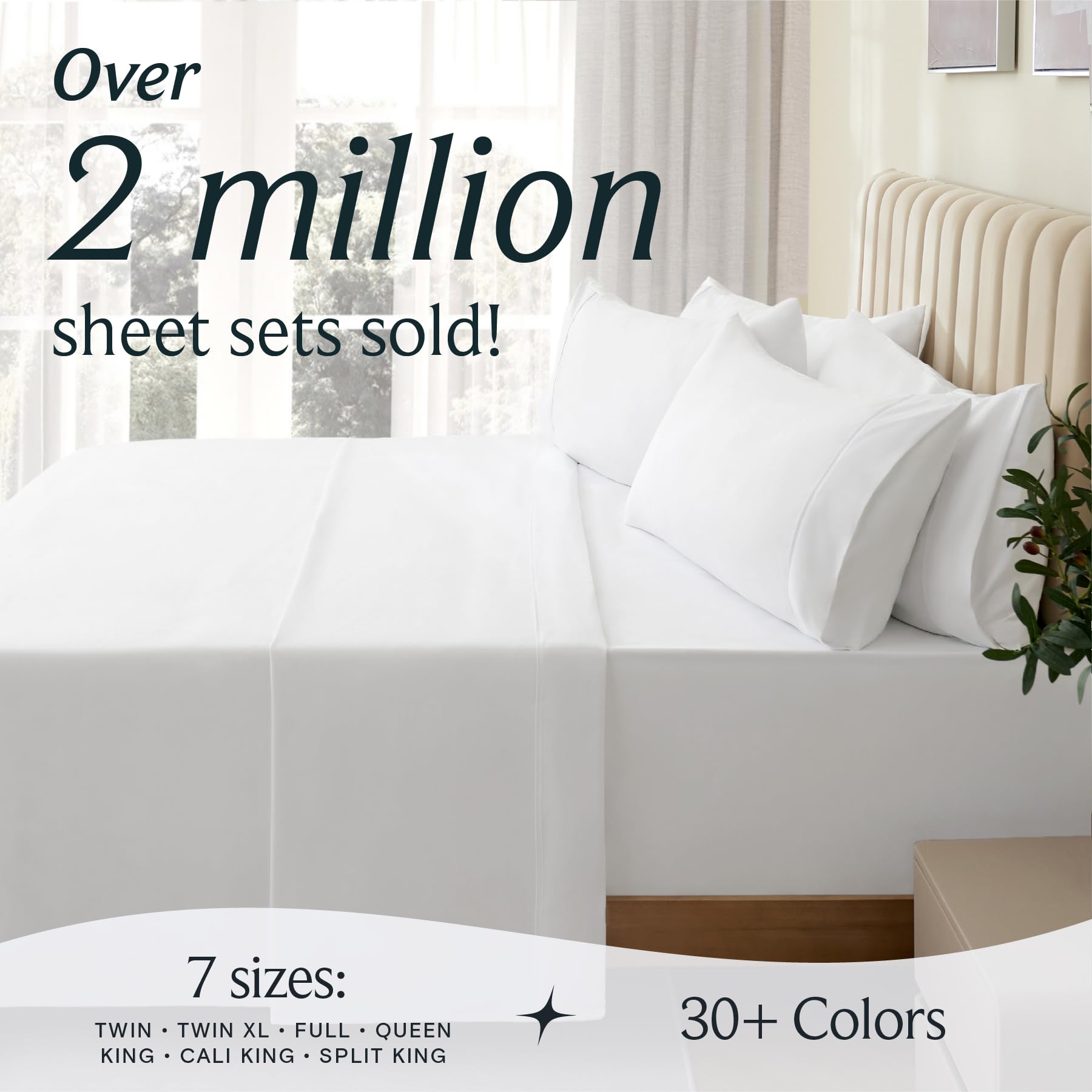 LuxClub 6 PC Queen Sheet Set, Breathable Luxury Bed Sheets, Deep Pockets 18" Eco Friendly Wrinkle Free Cooling Sheets Machine Washable Hotel Bedding Silky Soft - White Queen