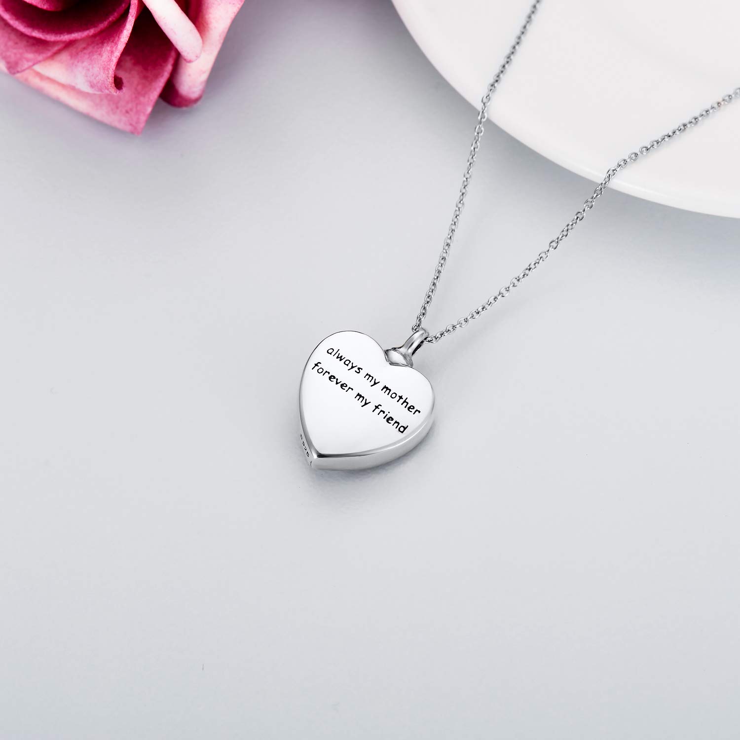 ROMANTICWORK Mom Cremation Necklace for Ashes for Women 925 Sterling Silver Angle Mother Daughter Urn Necklace for Ashes Memory Gift for Women Mom