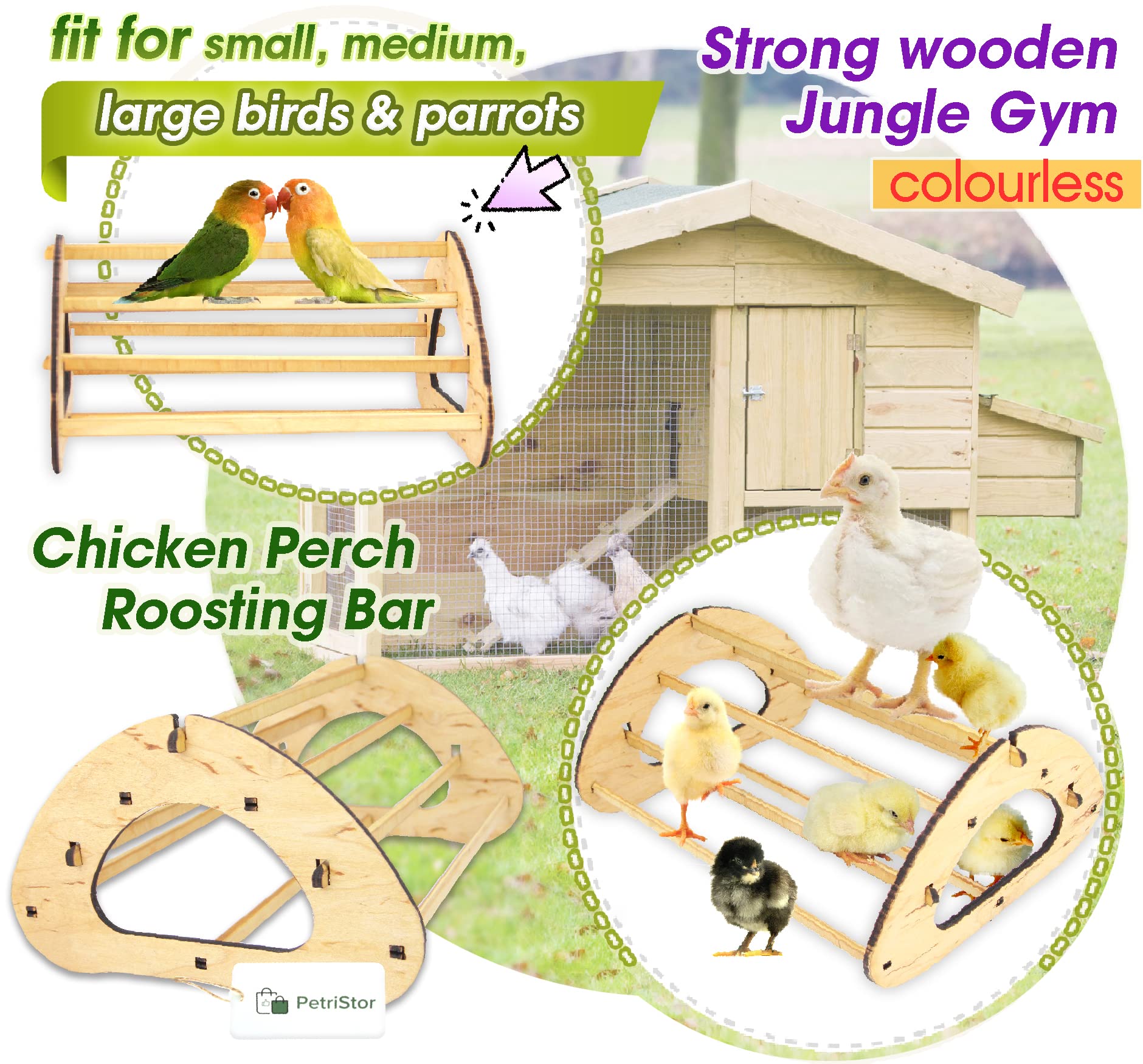 Wooden Chicken Perch for Baby Chick - Chick Roosting Bar with 7 Crossbars - Chick Roost for Brooder - Chicken Roosting Bars - Baby Chick Perch - Baby Chicken Toy