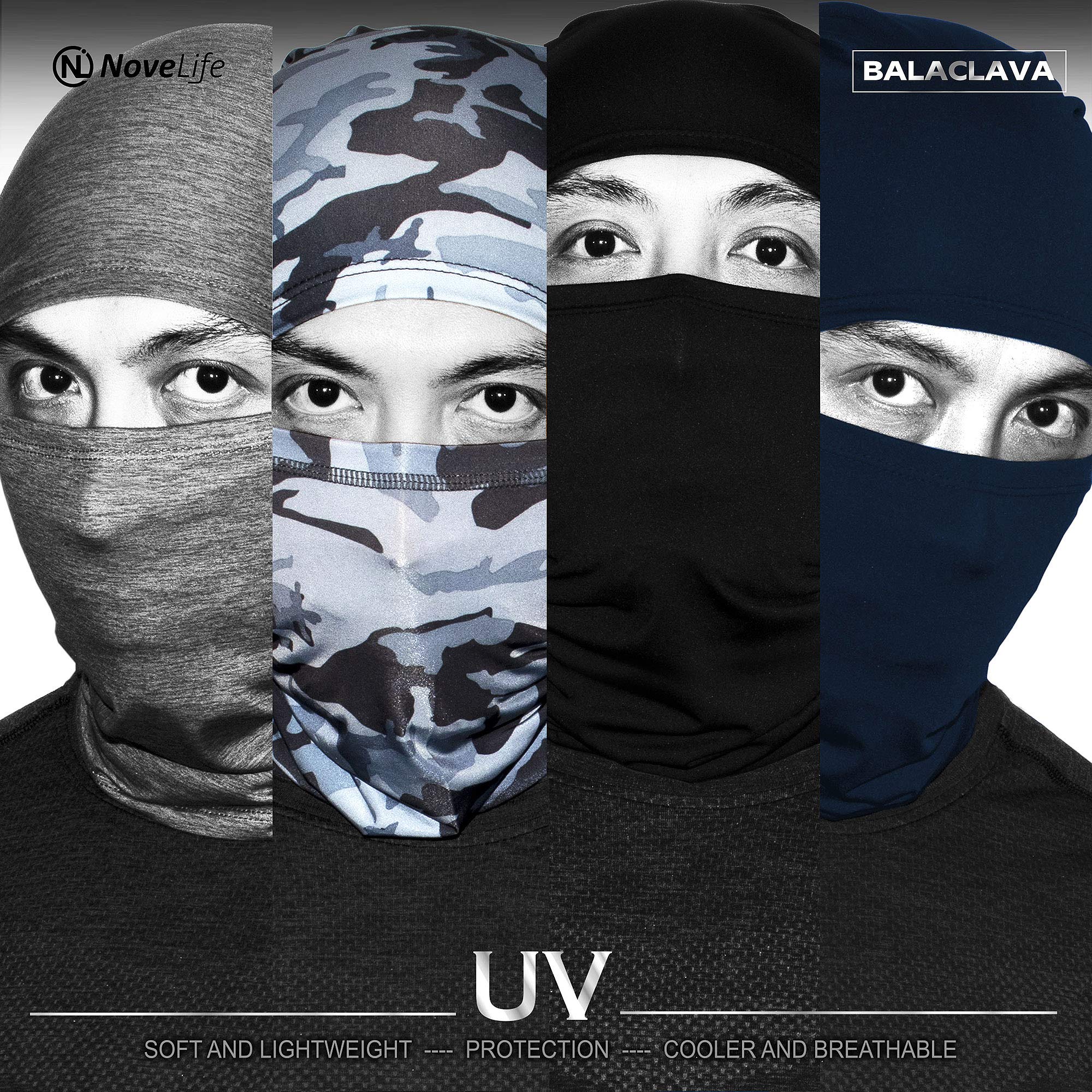 NOVELIFE Neck Gaiter, Bandana Face Mask, Balaclava Breathable Cover Scarf, Gator Covering (Black)