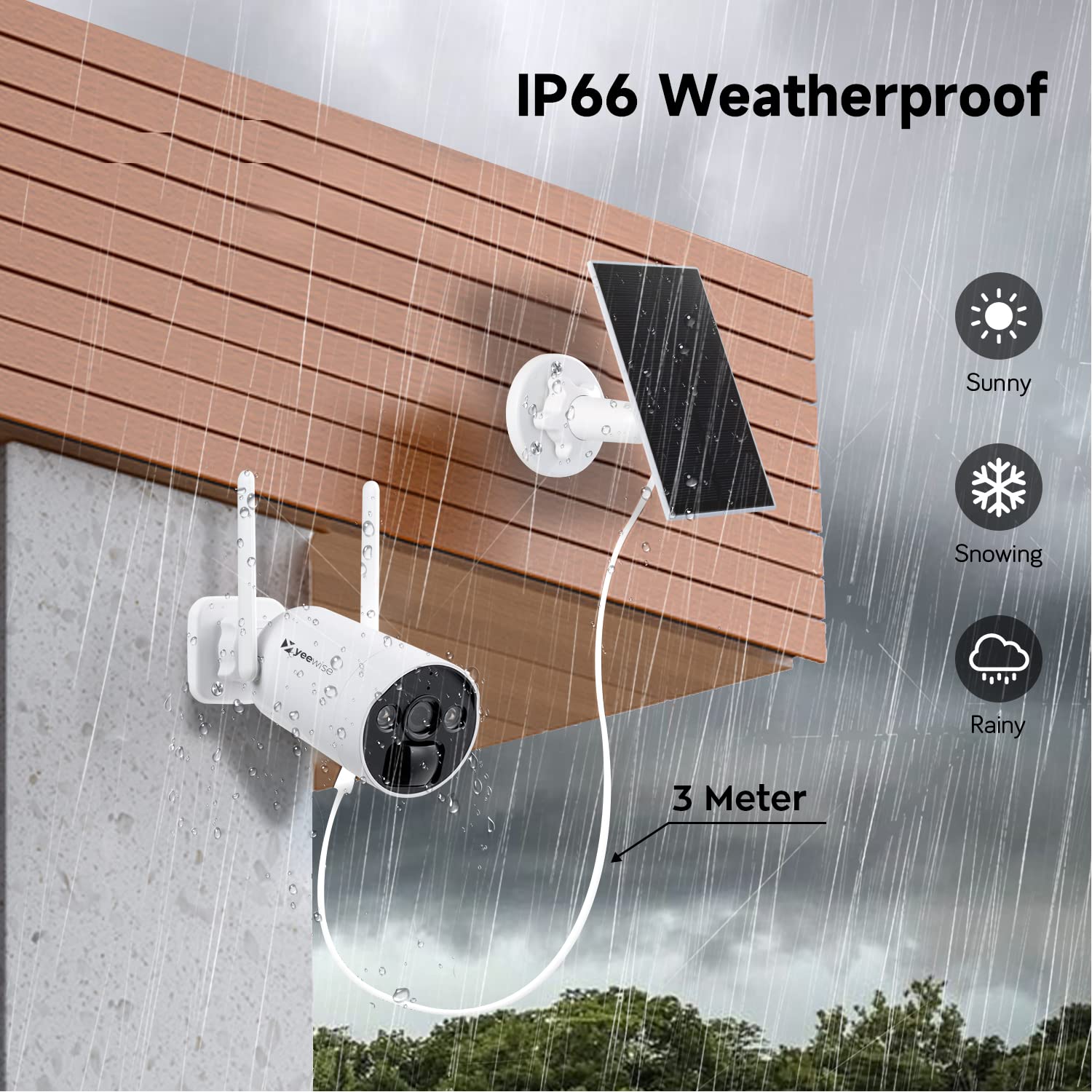 yeewise Solar Security Cameras Wireless Outdoor, 2K 4MP Home Security System, 4 Cameras Kit with Color Night Vision, Forever Power, Spotlight Camera, 10CH NVR with 64G Local Storage, No Monthly Fee