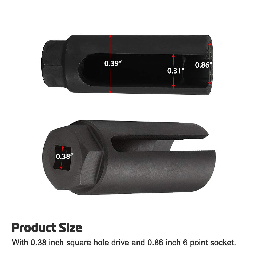 Oxygen Sensor Socket with Side Wire Cutout 3/8β Inch Drive x 7/8β (22mm) fits All Vehicle O2 Removal and Installation Offset Oxygen Sensor Socket