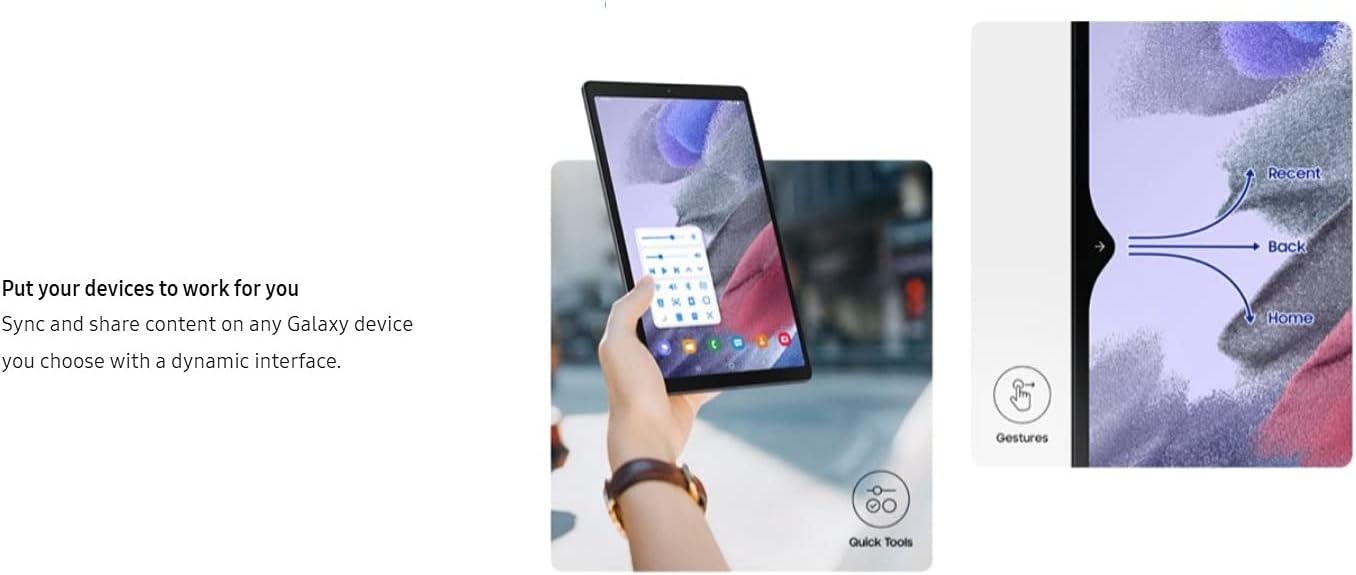 Samsung Galaxy Tab A7 Lite 8.7" (32GB, 3GB) All Day Battery, Wi-Fi Only Android 11 Octa-Core Tablet, International Model SM-T220 (Folding Smart Cover Bundle, Gray)