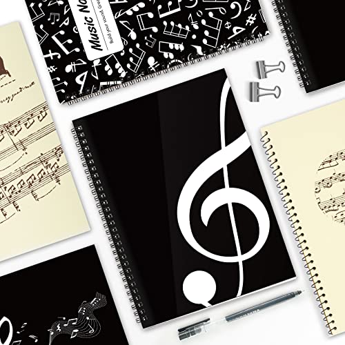 MAXCURY Music Notebook, Blank Sheet Music Notebook, Cardboark Spiral Notebook Manuscript Paper, Composition Staff Paper for Kids, Musician, Students, Piano-Keyboard-Music-Notebook 100 Pages 26x19cm