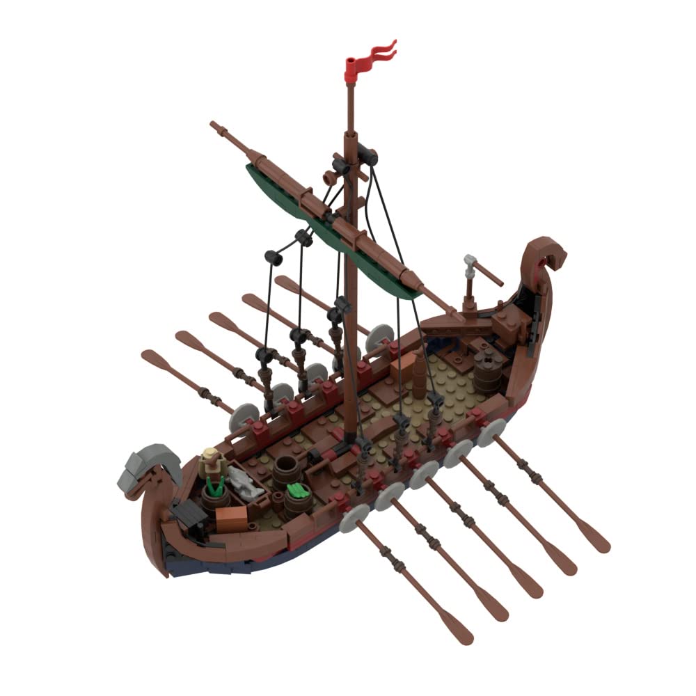 Viking Longship Building Blocks Kit,MOC Military Vessel Ship Model Medieval Pirate Ship Troop Carrier Brick Model DIY Kids Toys Birthdays Gift