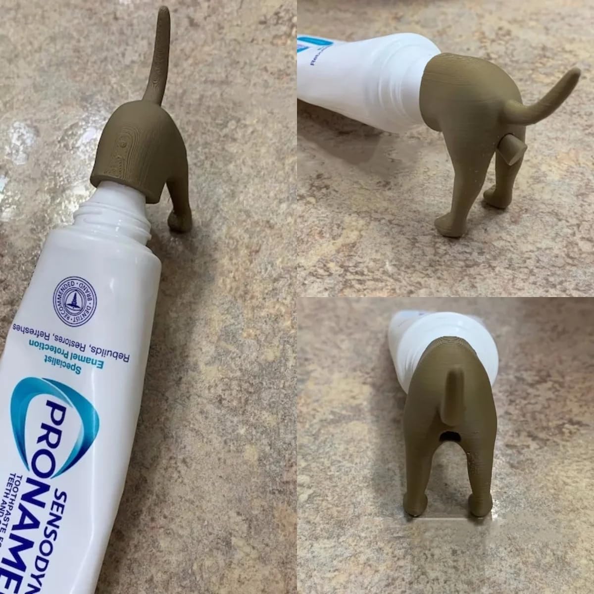 Ncnact Pooping Dog Butt Toothpaste Topper, 2 Pcs Pooping Toothpaste Cap, 2023 Newest Funny Creative Toothpaste Topper, Toothpaste Squeezer, Toothpaste Cap Dispenser for Kids & Adults (Black 2Pcs)