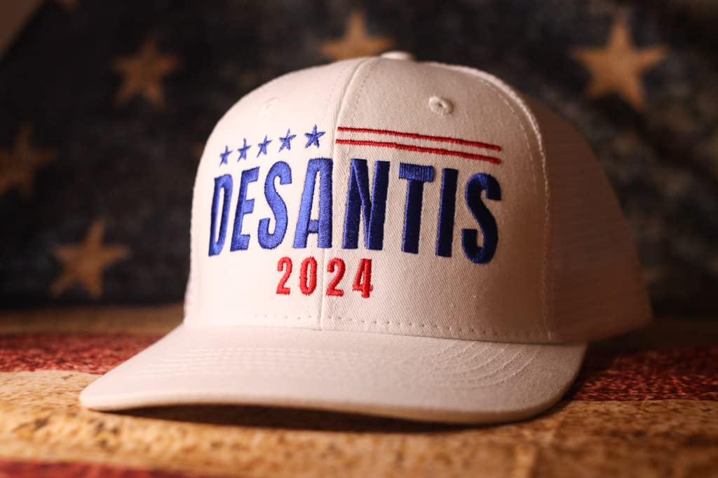 Ron Desantis for President 2024 Trucker Hat | Great One Size Fits Most Unisex Mesh Cap Printed in The USA (White)