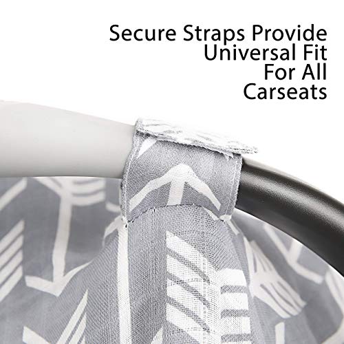 Muslin Carseat Canopy - Grey Arrow and Minky Blanket - Deer Bundle