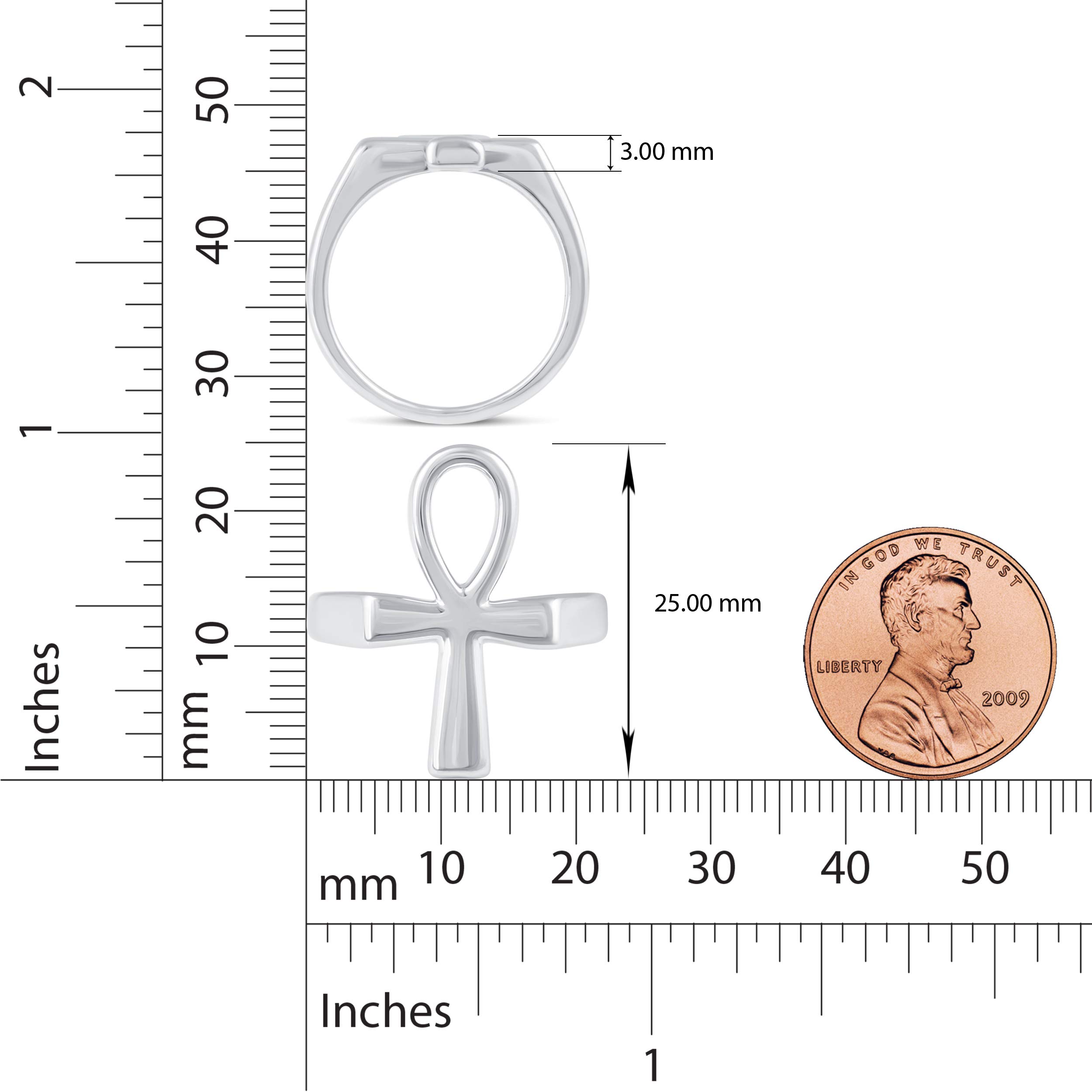 Prime and Pure Egyptian Ankh Cross Eternity Ring in 925 Sterling Silver (SIZE 8)