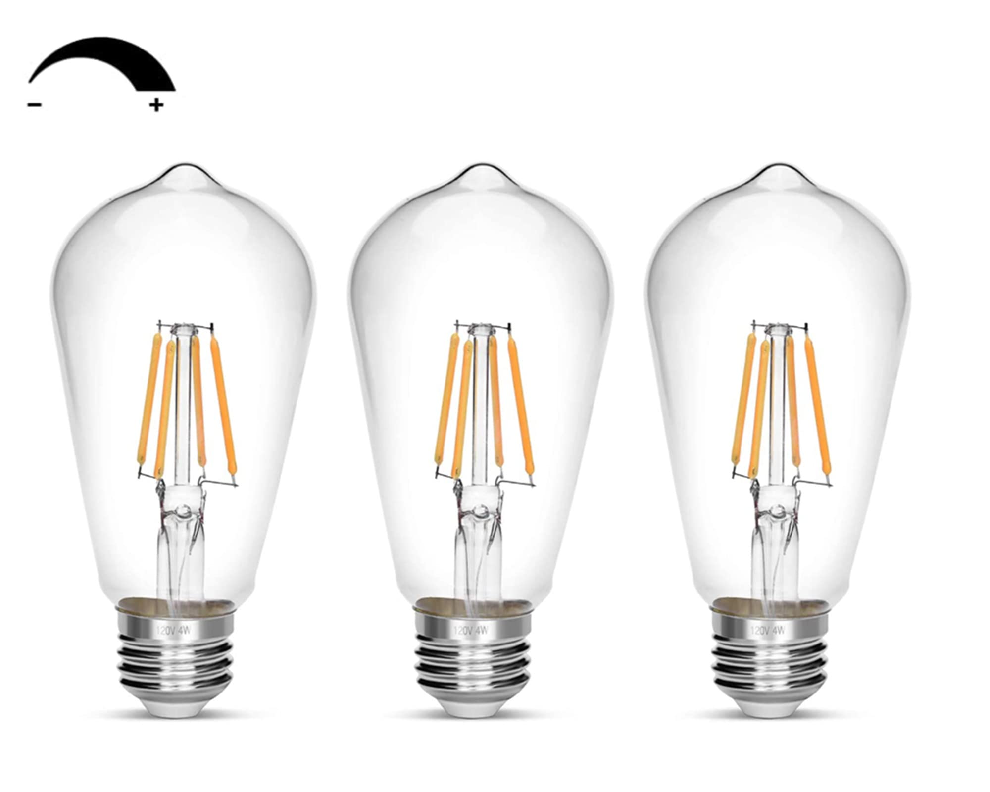 NOTOC LED Edison Bulb,Antique 40W Vintage Edison Bulb,E26 Light Bulb Dimmable Led Bulb 450 Lumens 2700K Warm White,Pack of 3