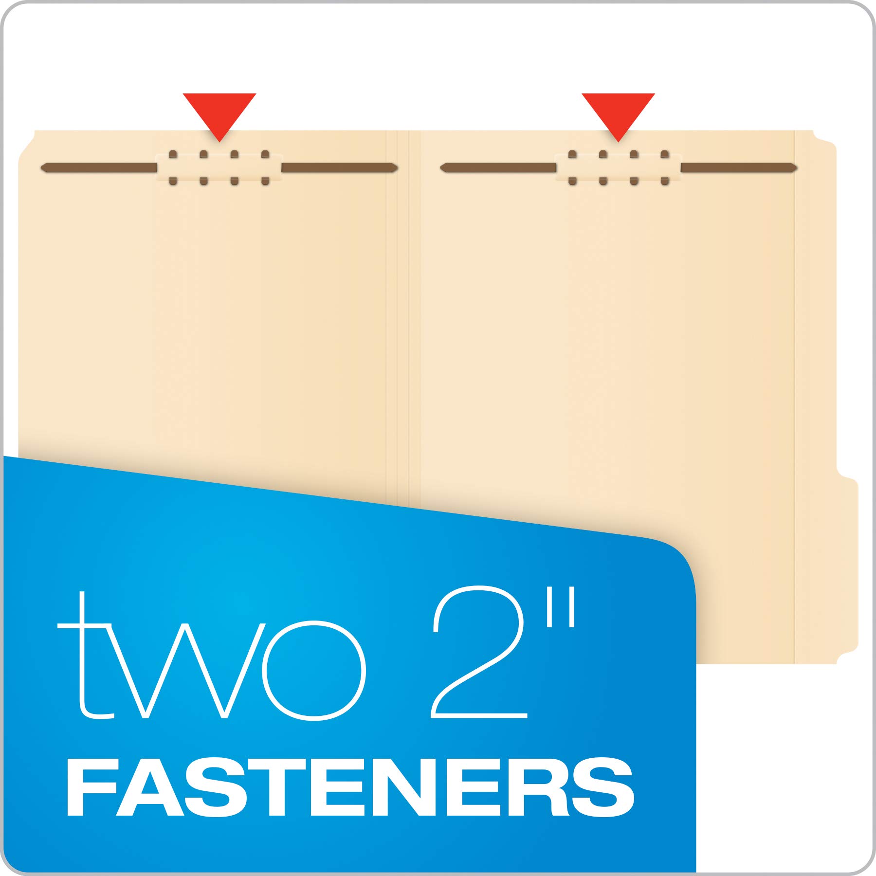 Pendalfex Fastener Folders, Poly Reinforced Spine, Reinforced Tabs, Letter Size, 8-1/2" x 11", 2 Embedded Fasteners, 1/3-Cut, Manila, 50/Box (21310)