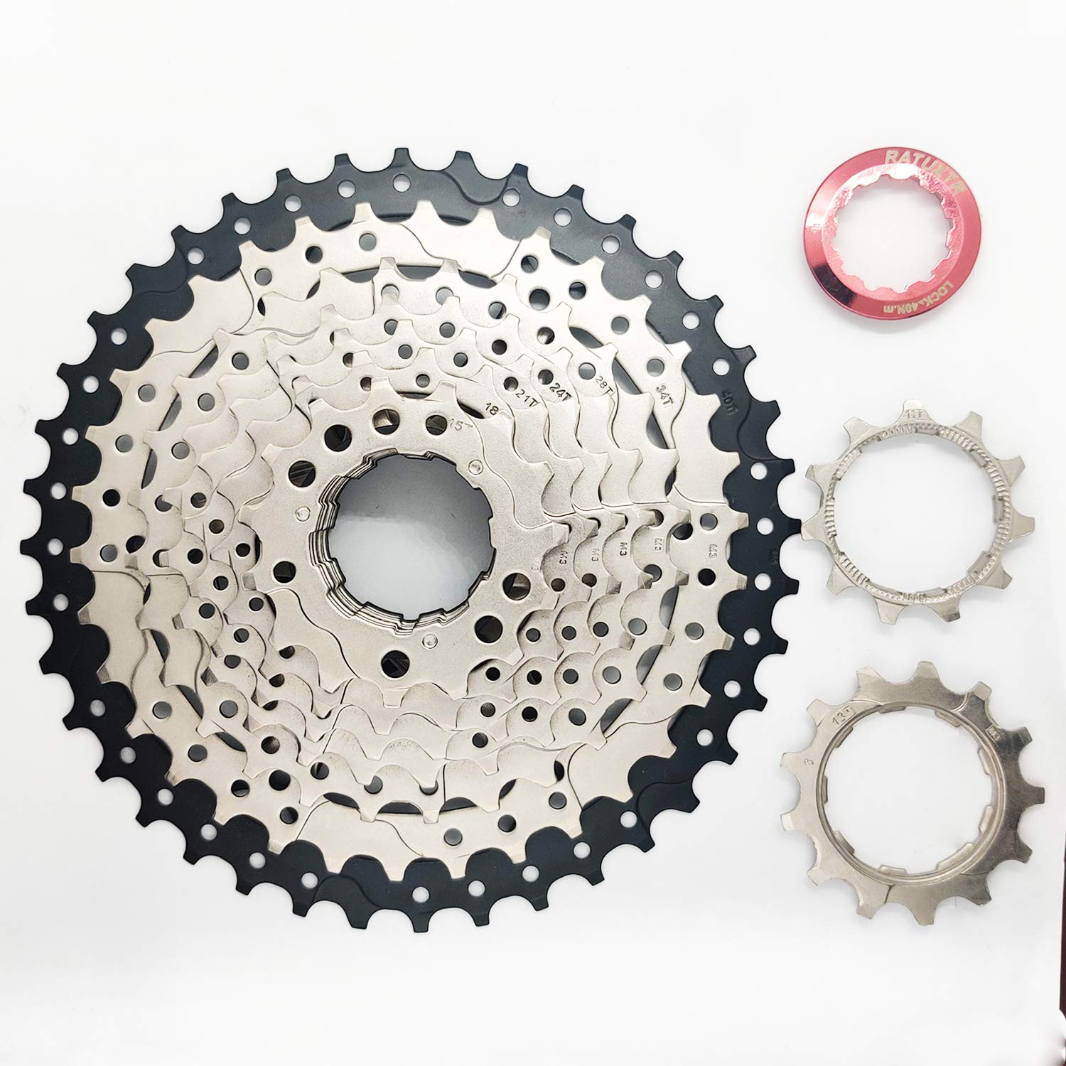 RATUXTR 9 Speed Cassette for Mountain Bike, 11-40T Mountain Bicycle 9 Speed Cassette Flywheel Fit for MTB BMX Road Bicycle, Super Light
