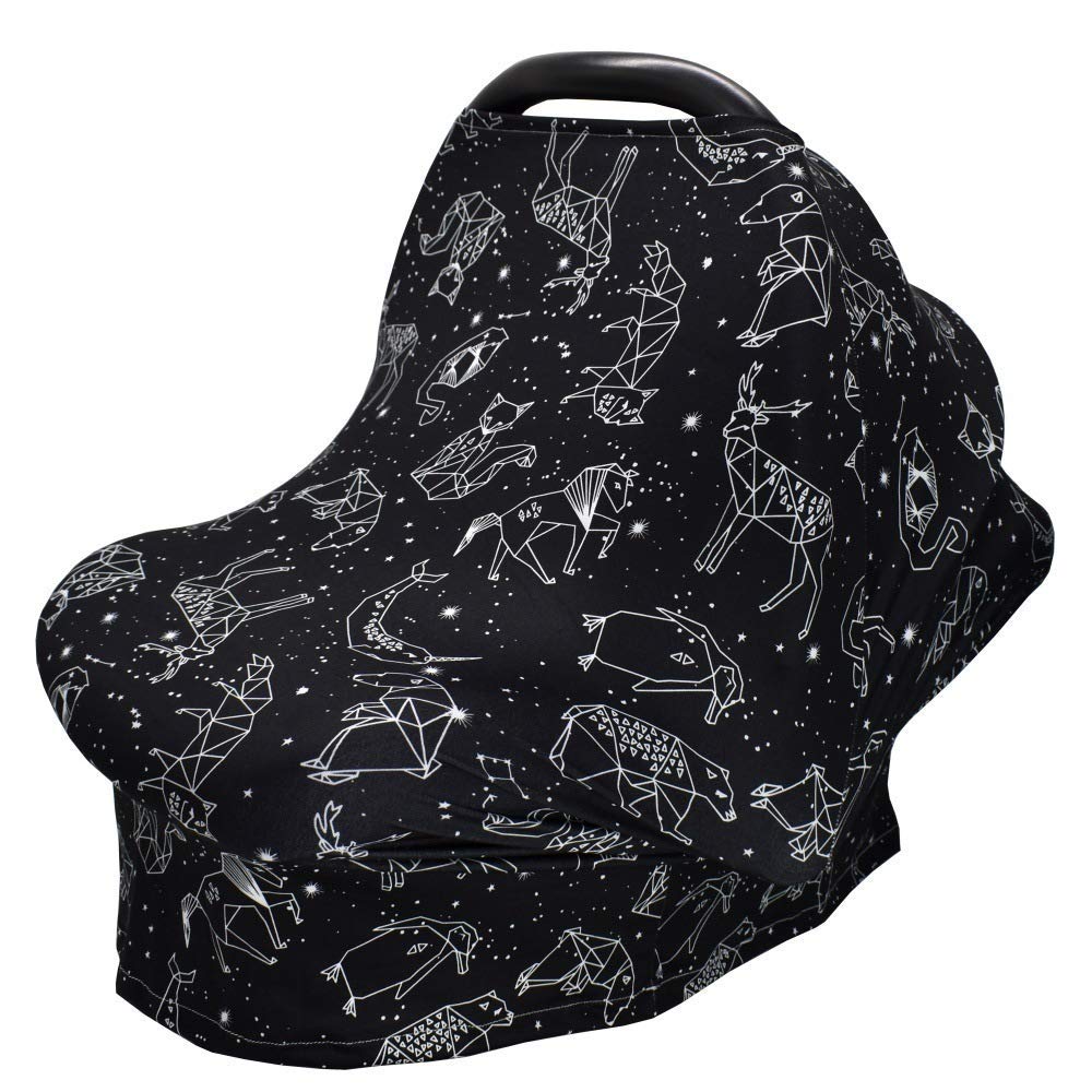 Multi-Use Carseat Canopy, Stretchy Car Seat Cover, Breastfeeding Nursing Cover (Constellation).