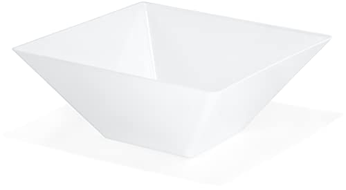 Red Co. 8.5” x 8.5” Square 2 Quart Reusable Tapered Fruit Serving Bowl, Set of 4 - White