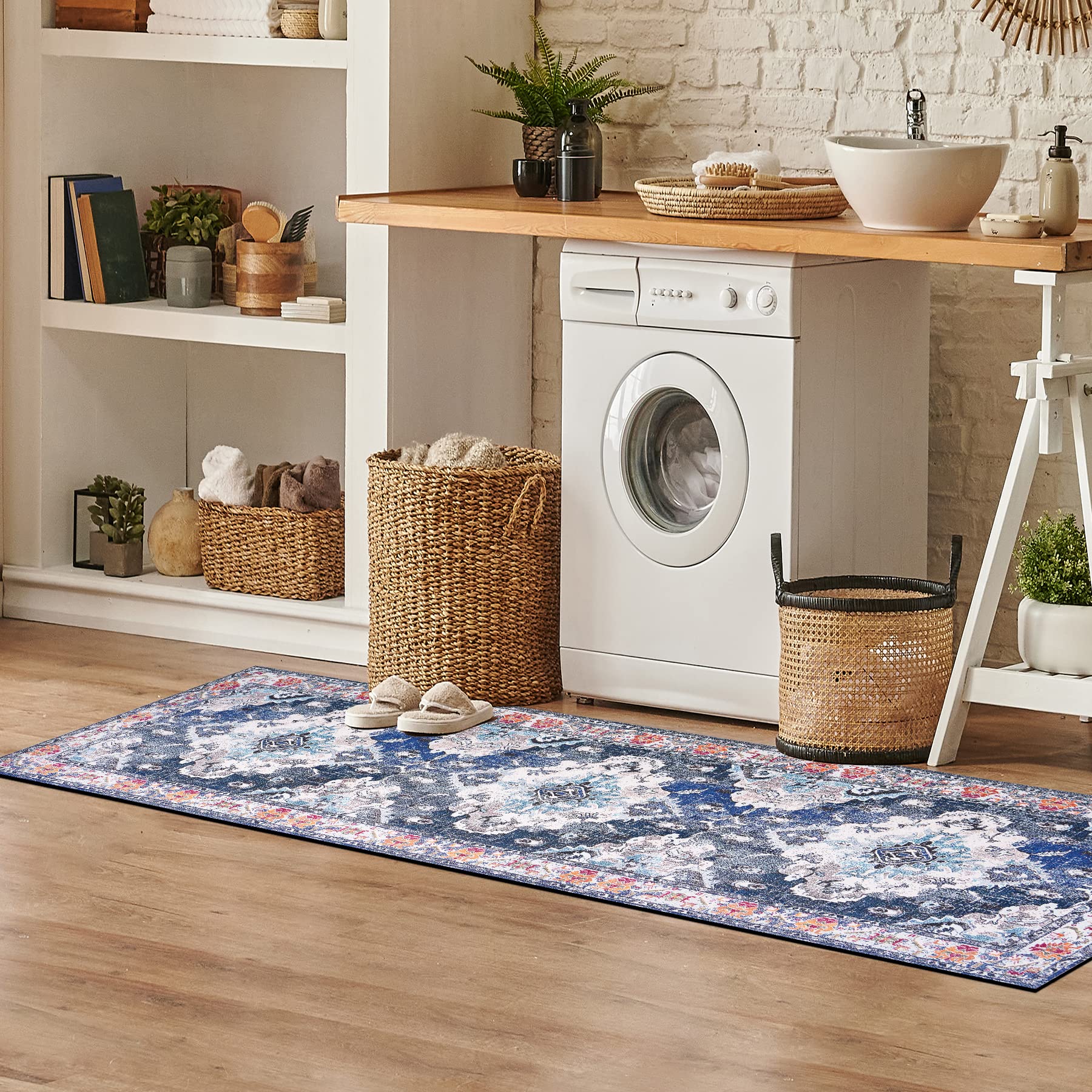 MATBAR Kitchen Mats for Floor 3 Piece Set Kitchen Rug Boho Non Slip Entryway Rug Sets Easy to Clean Laundry Room Rugs for Hallway