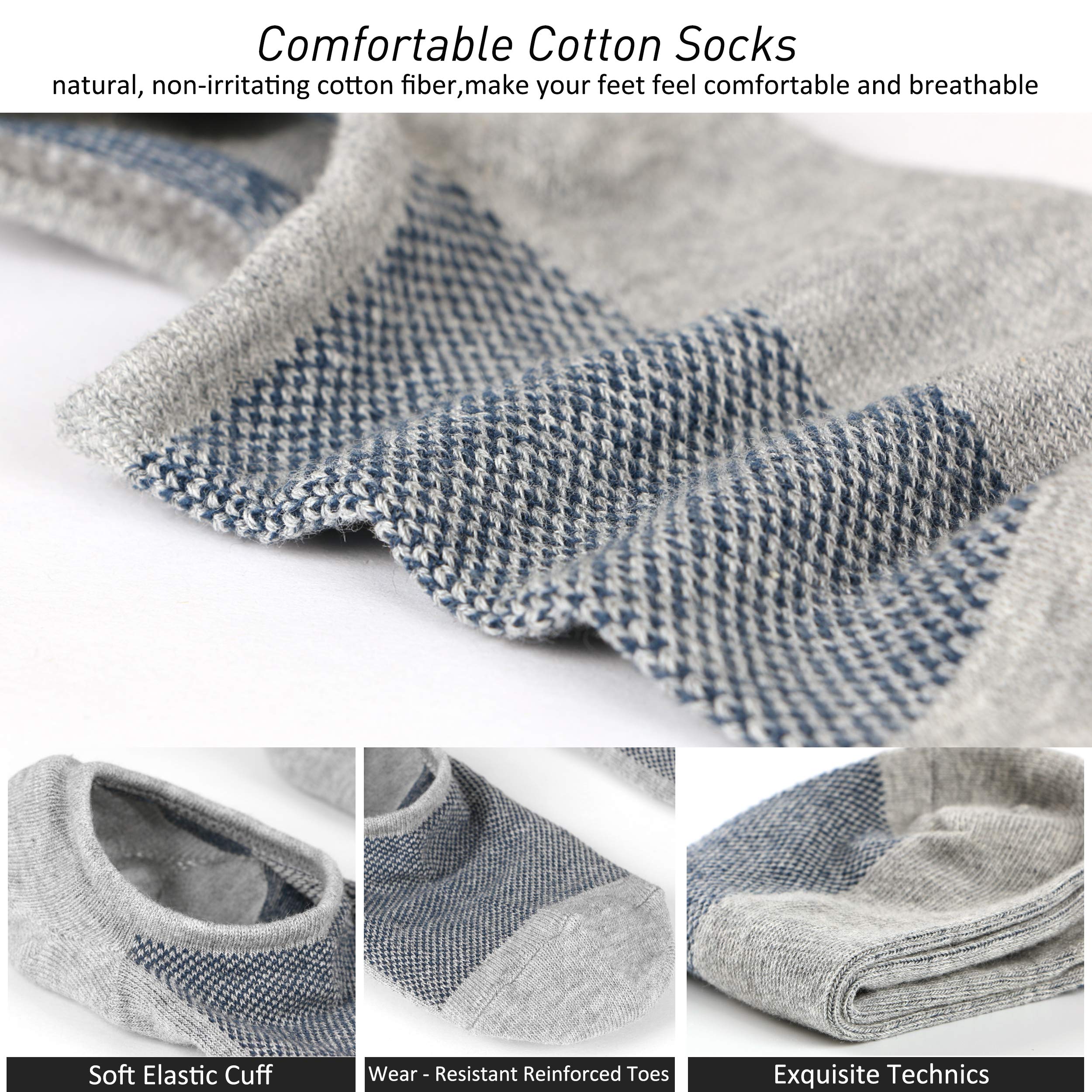 Mottee&Zconia Mens No Show Ankle Low Cut Invisible Socks Comfy Casual Non-Slip Socks 8 Pairs Size L