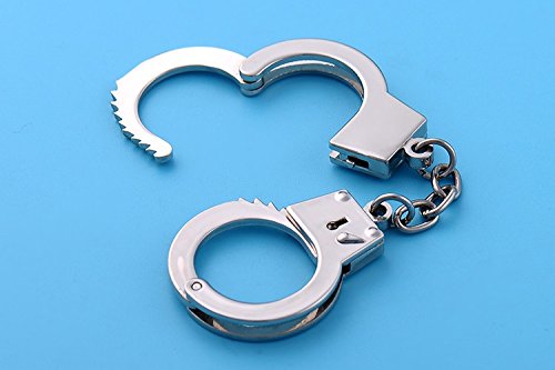 Warmtree 2 Pcs Mini Handcuffs Metal Keychain Keyring, Silver