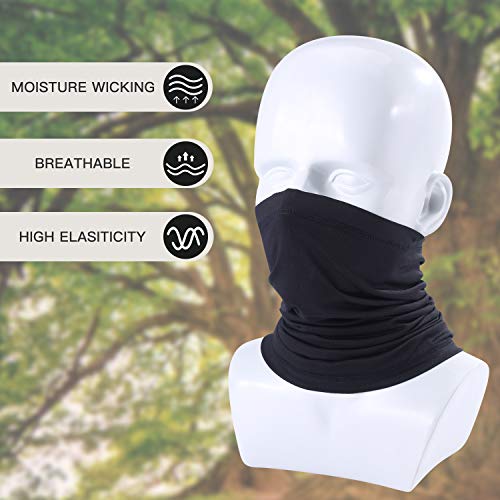 Neck Gaiter for Men Women- Versatile Fishing Face Mask Non Slip Breathable for Sun Wind Protection (Solid Black, 1)