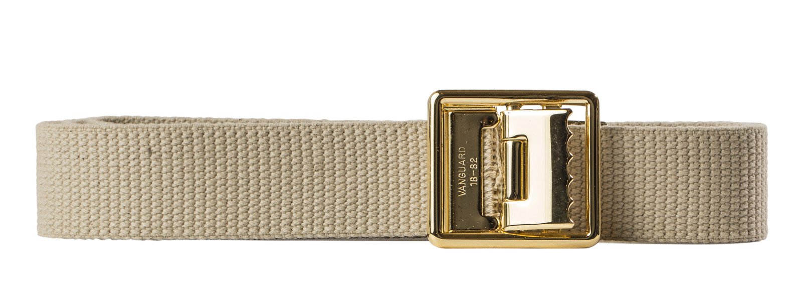 Marlow White Khaki Belt with Buckle, open face 24k