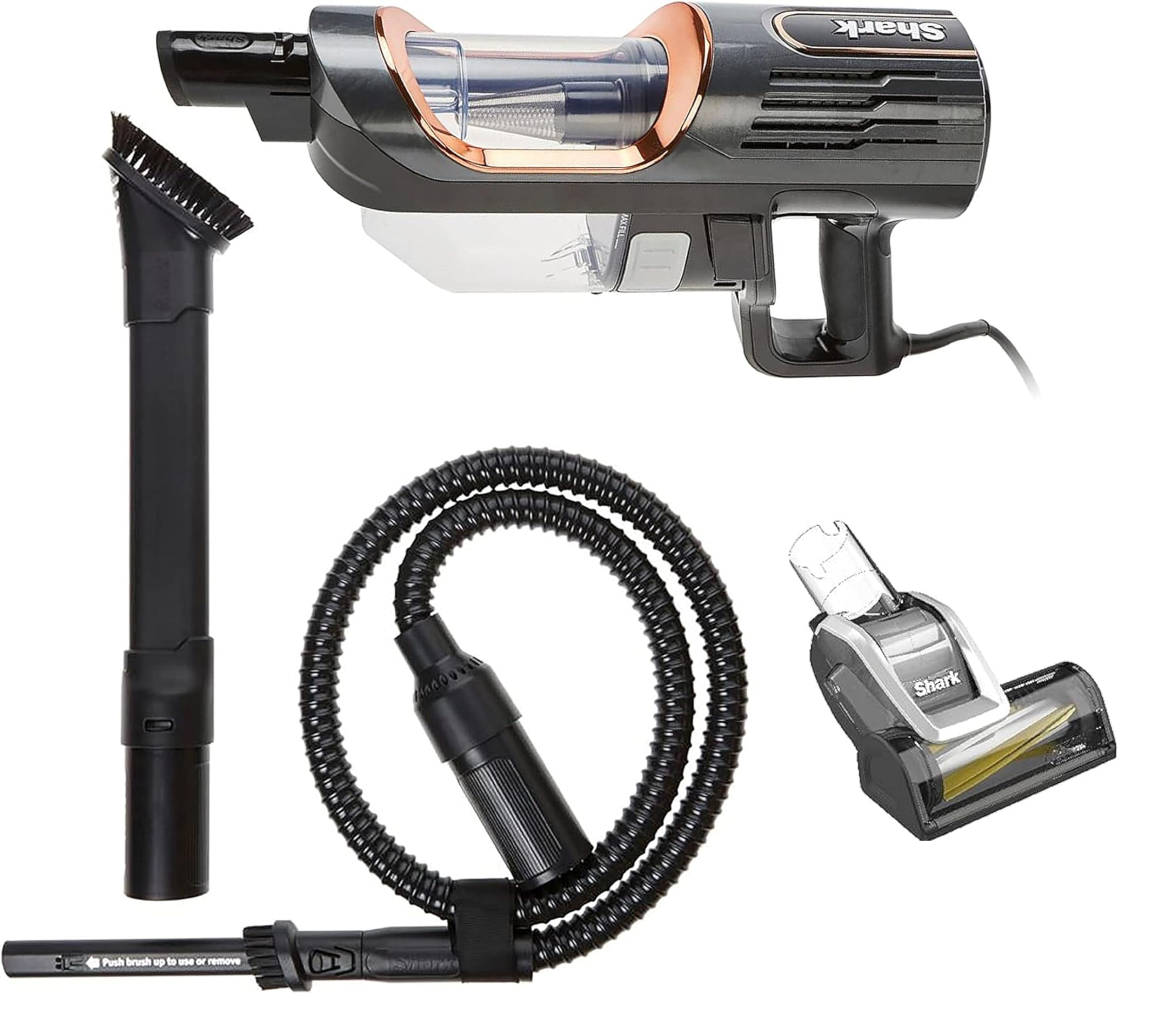 Shark Rocket Ultra Light Hand Vacuum Cleaner and Car Detail Kit and 15-Foot Power Cord Hand Vacuum, Black (Renewed)