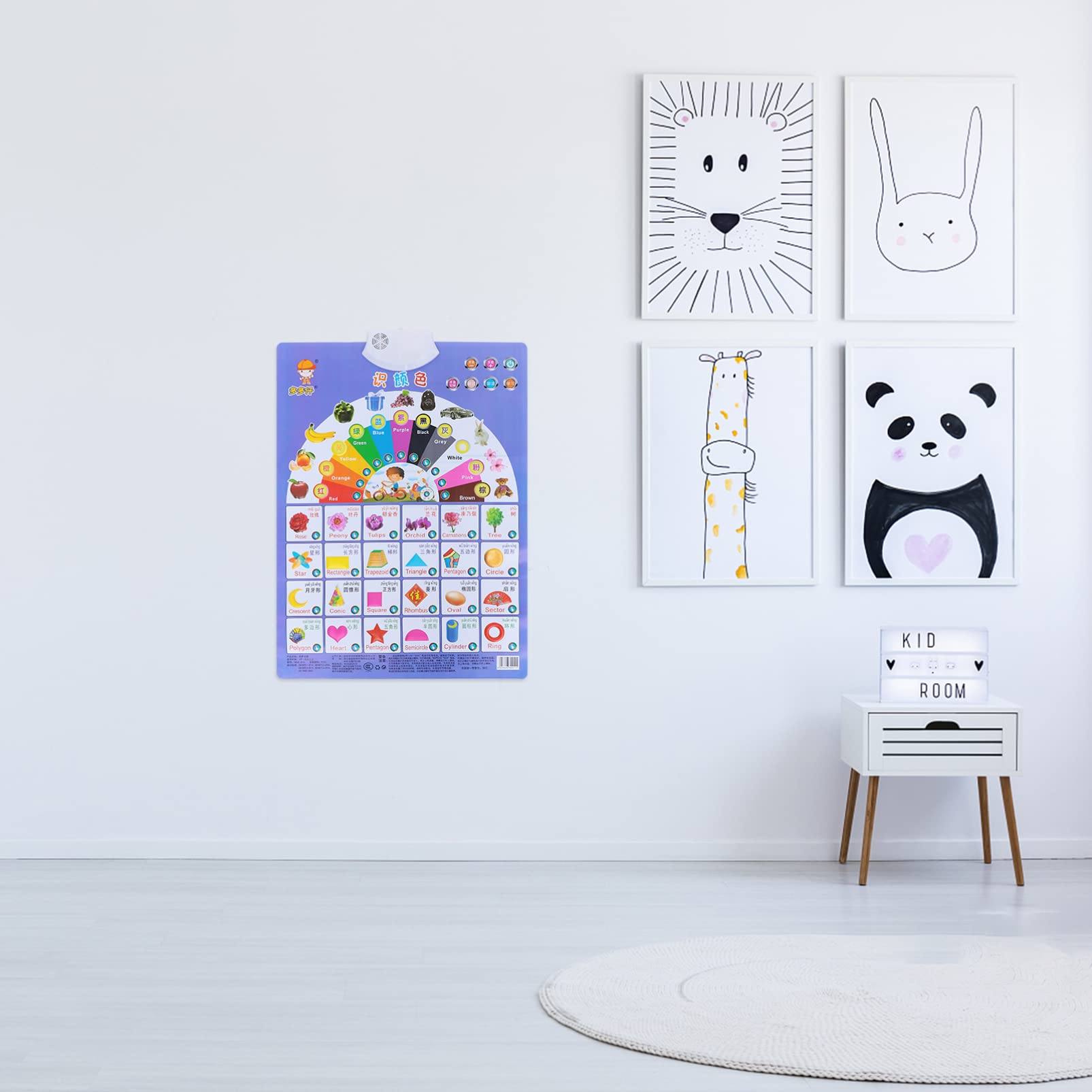 STOBOK 2pcs Fruit, Interactive with Numbers, Charts Between Audio Colors, Music Posters Poster and Chinese Shapes, English Learn Electronic for Home Hanging Preschool