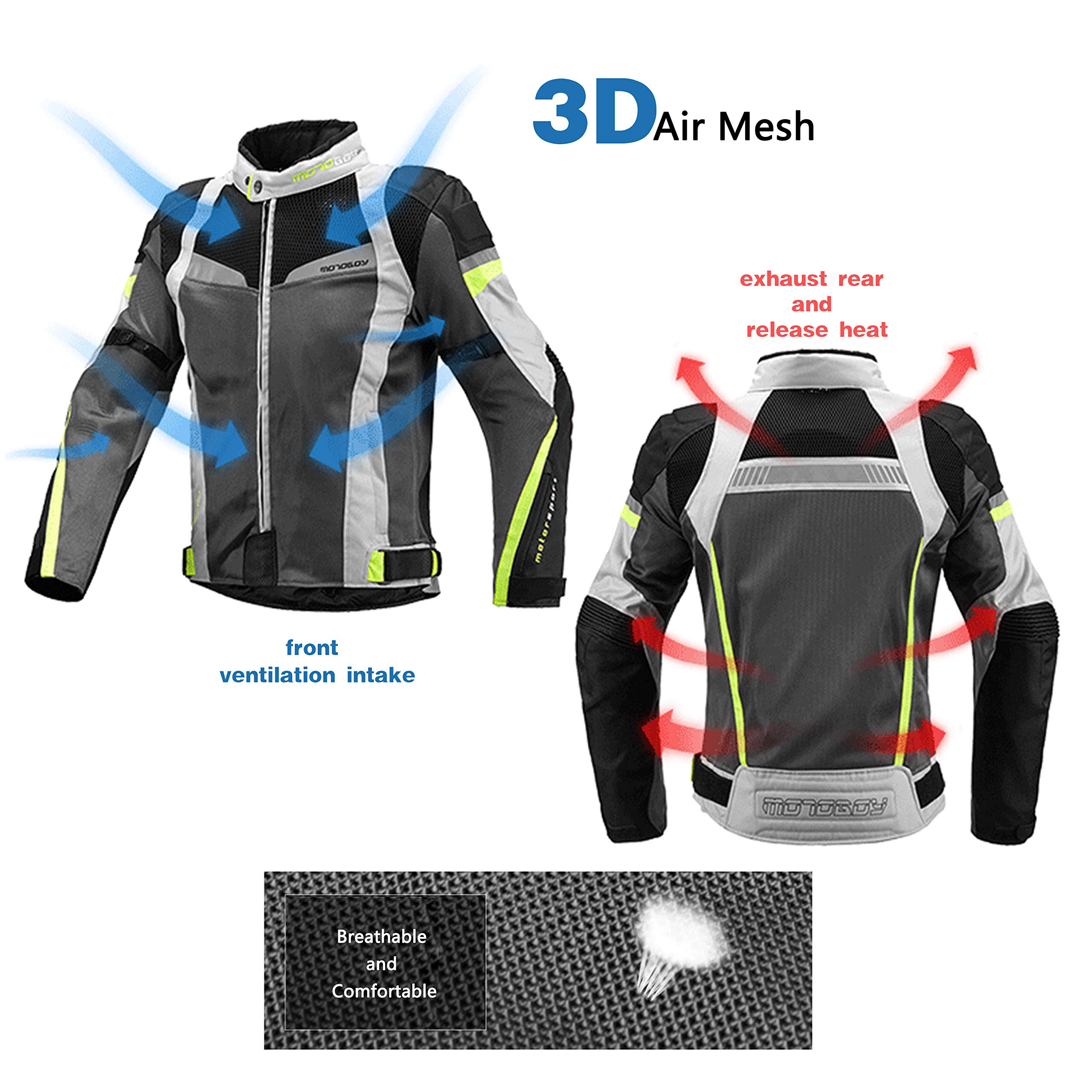 MOTO-BOY Mesh Motorcycle Jacket for Men,Summer Breathable Air Motorbike Riding Jacket with CE Armor for Impact Protection (as1, alpha, m, regular, regular, Black)