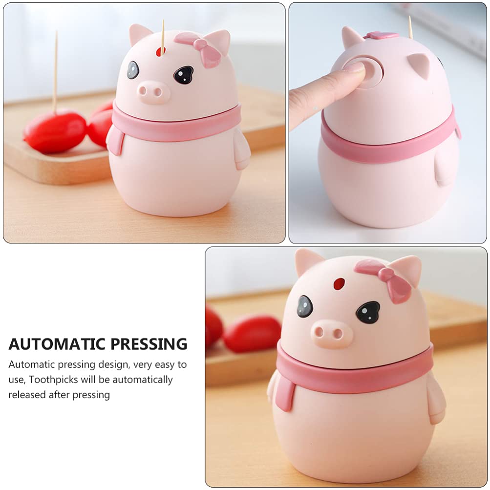 VORCOOL Automatic Toothpick Dispenser Cute Pig Shape Pop- Up Toothpick Holder Plastic Fruit Pick Storage Box Container for Home Kitchen Restaurant1