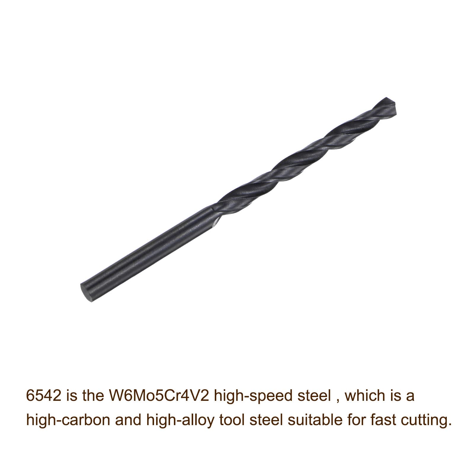 uxcell 6542 High Speed Steel Straight Shank Twist Jobber Drill Bit, Fully Ground Black Oxide Drill Bits 4.9mm Drill Diameter 85mm Total Length 2 Pcs