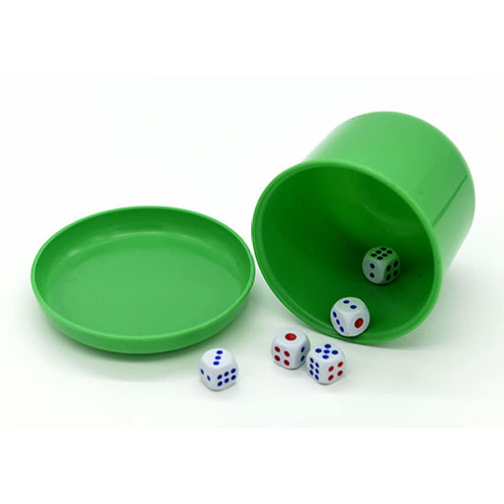 STOBOK Dice Cup with Lid and Tray Set, Plastic Dice Cup Dice Box Game Prop Dice Shaker Cup Dice Stacking Cup with 5 Dice for Dice Games Family Party Supplies