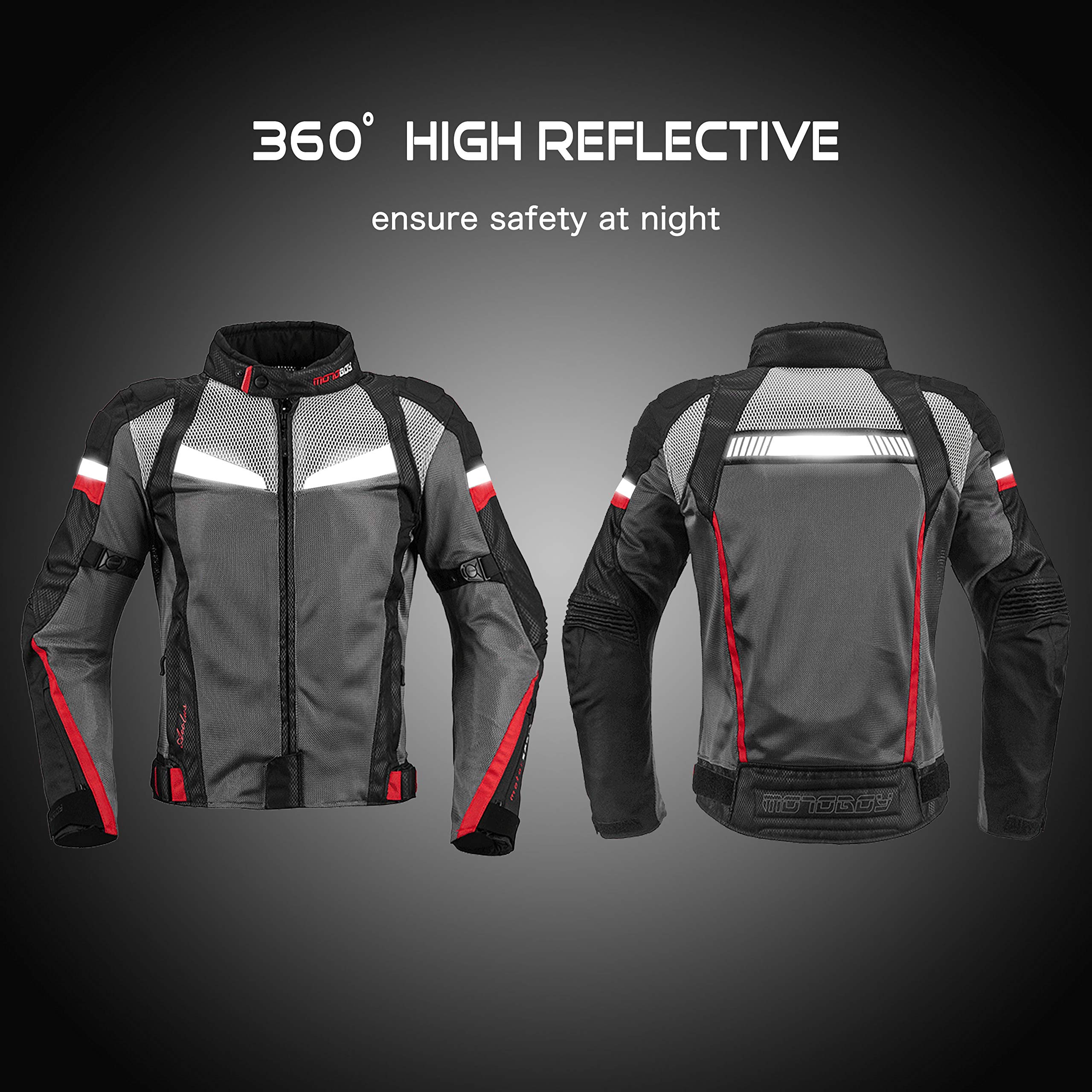 MOTO-BOY Mesh Motorcycle Jacket for Men,Summer Breathable Air Motorbike Riding Jacket with CE Armor for Impact Protection (as1, alpha, m, regular, regular, Black)
