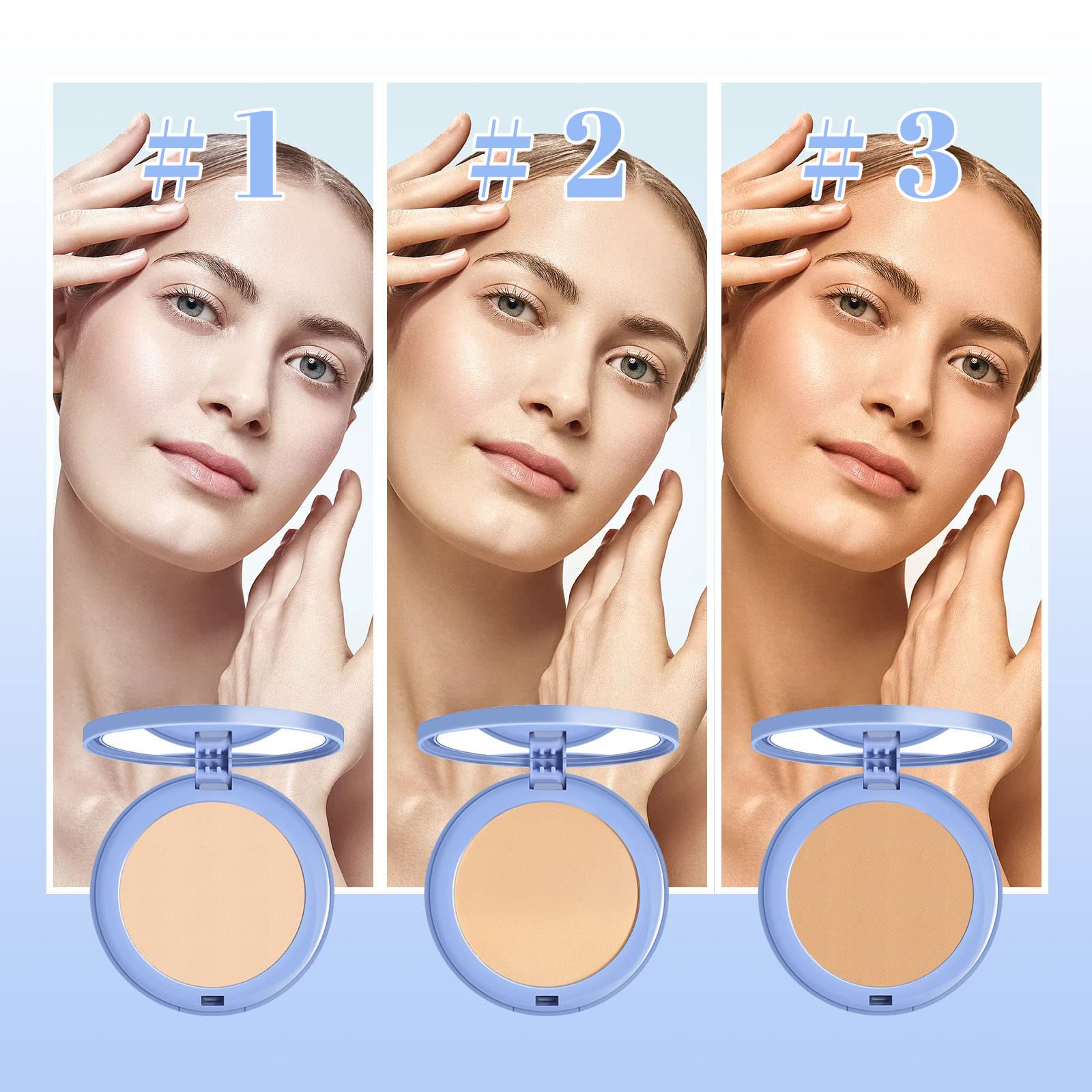 Oil Control Face Pressed Powder, Matte Smooth Setting Powder Makeup, Waterproof Long Lasting Finishing Powder, Flawless Lightweight Face Cosmetics, Cruelty-free (*02 Natural Beige)