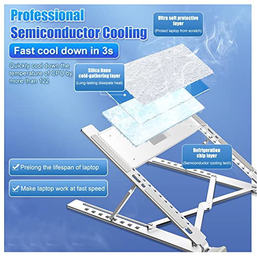NORMIA RITA Semiconductor Laptop Cooling Stand, 3S Fast Cooling Foldable Laptop Cooler with Refrigeration Plate, Portable Gaming Laptop Cooling Pad for Desk with 8 Heights Adjustable