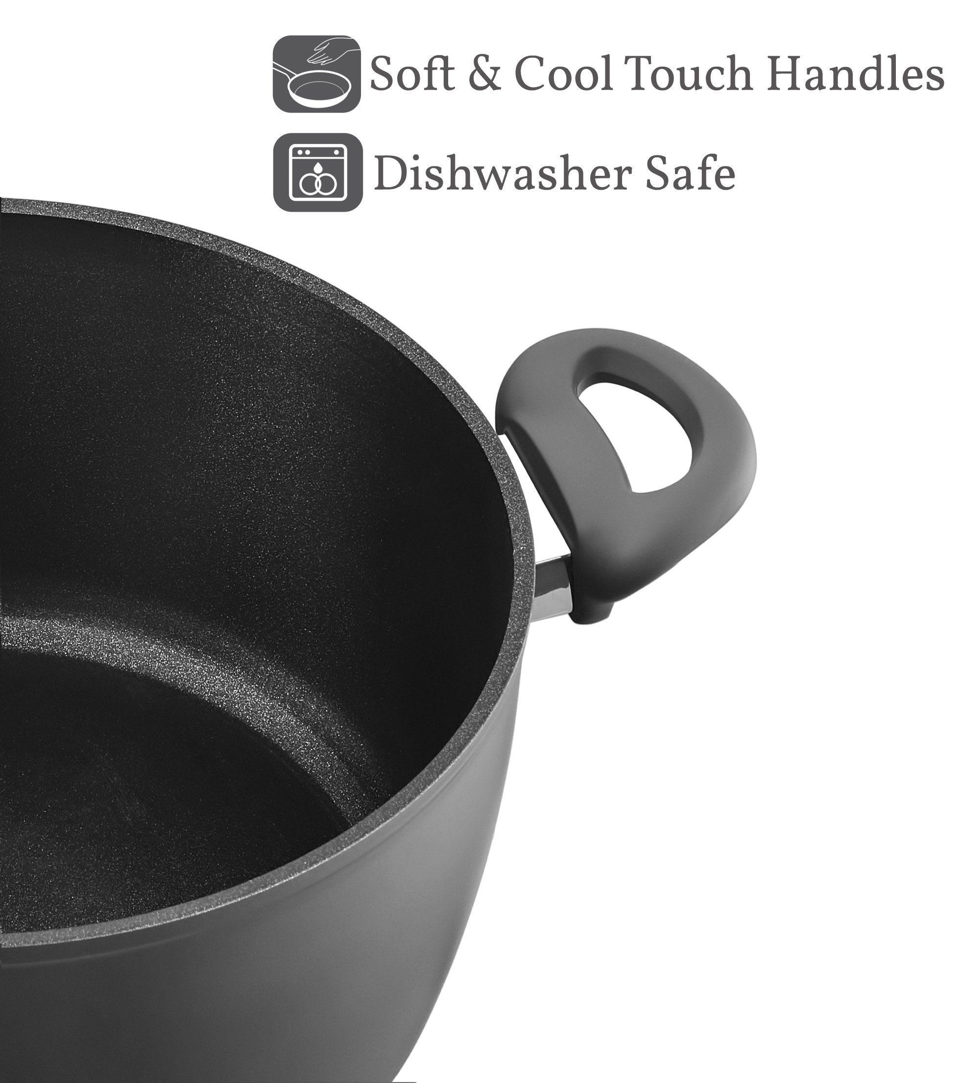 Saflon Titanium Nonstick 8-Quart Stock Pot with Tempered Glass Lid, 4mm Forged Aluminum with PFOA Free Coating from England