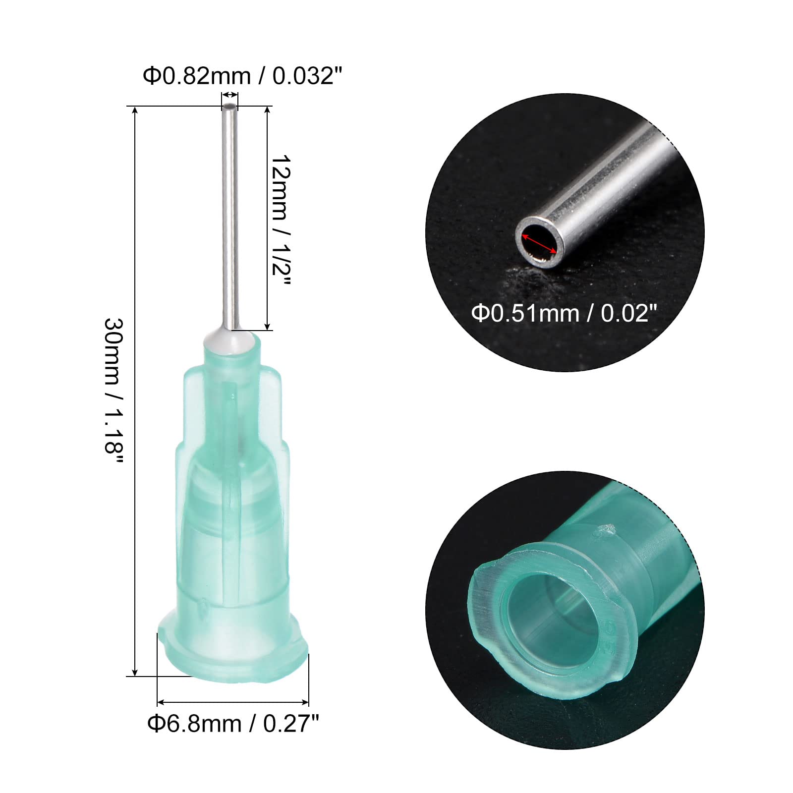 uxcell Industrial Blunt Tip Dispensing Needle with Luer Lock for Liquid Glue Gun, 21G 1/2", 10 Pcs (Green)