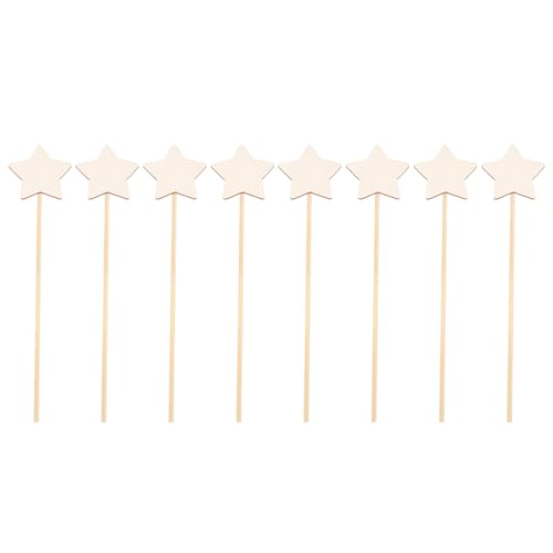 STOBOK Princess Fairy Wand Stick: 8PCS Unfinished Wooden DIY Crafts Star Magical Wand for Girls Art Show Cosplay Costume Party