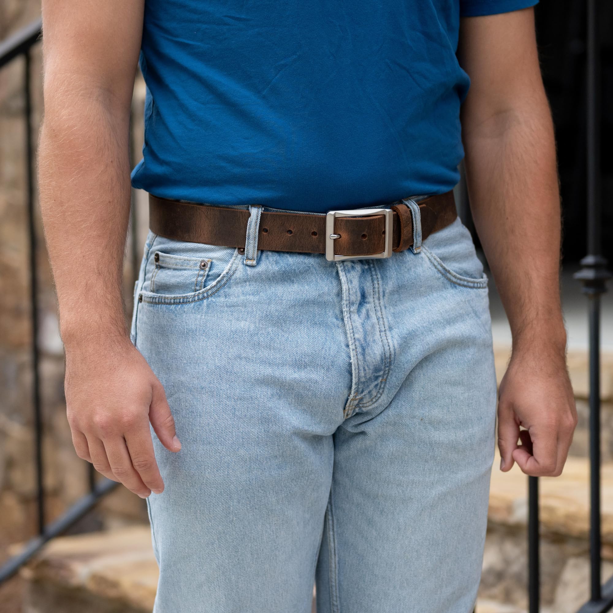Nickel Smart The Site Manager Distressed Leather Brown Belt (38 inch)