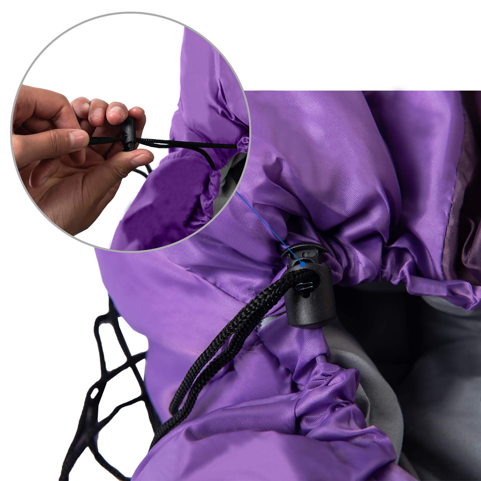 Pacific Pass 30F Synthetic Mummy Sleeping Bag with Compression Stuff Sack - Kids Size - Purple