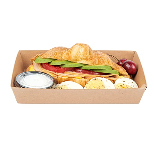Restaurantware Matsuri Vision 8 x 5 x 1.5 Inch Medium Sushi Trays 100 Greaseproof Sushi Packaging Boxes - Lids Sold Separately Disposable Kraft Paper Sushi Containers For Entrees Or Desserts