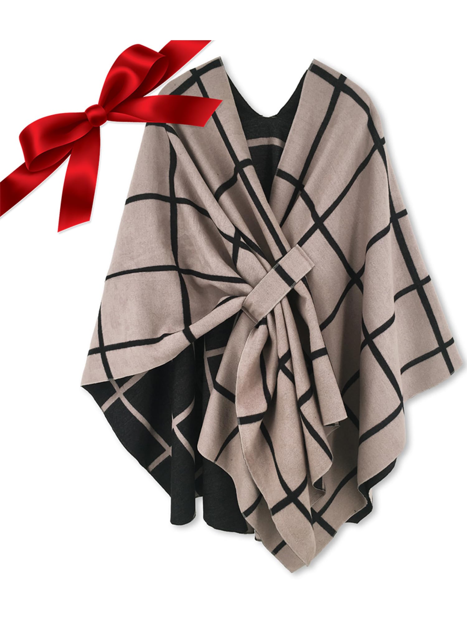 Moss Rose Women's Shawl Wrap Poncho Ruana Cape Open Front Sweater Cardigan for Fall Kimono Winter Holiday