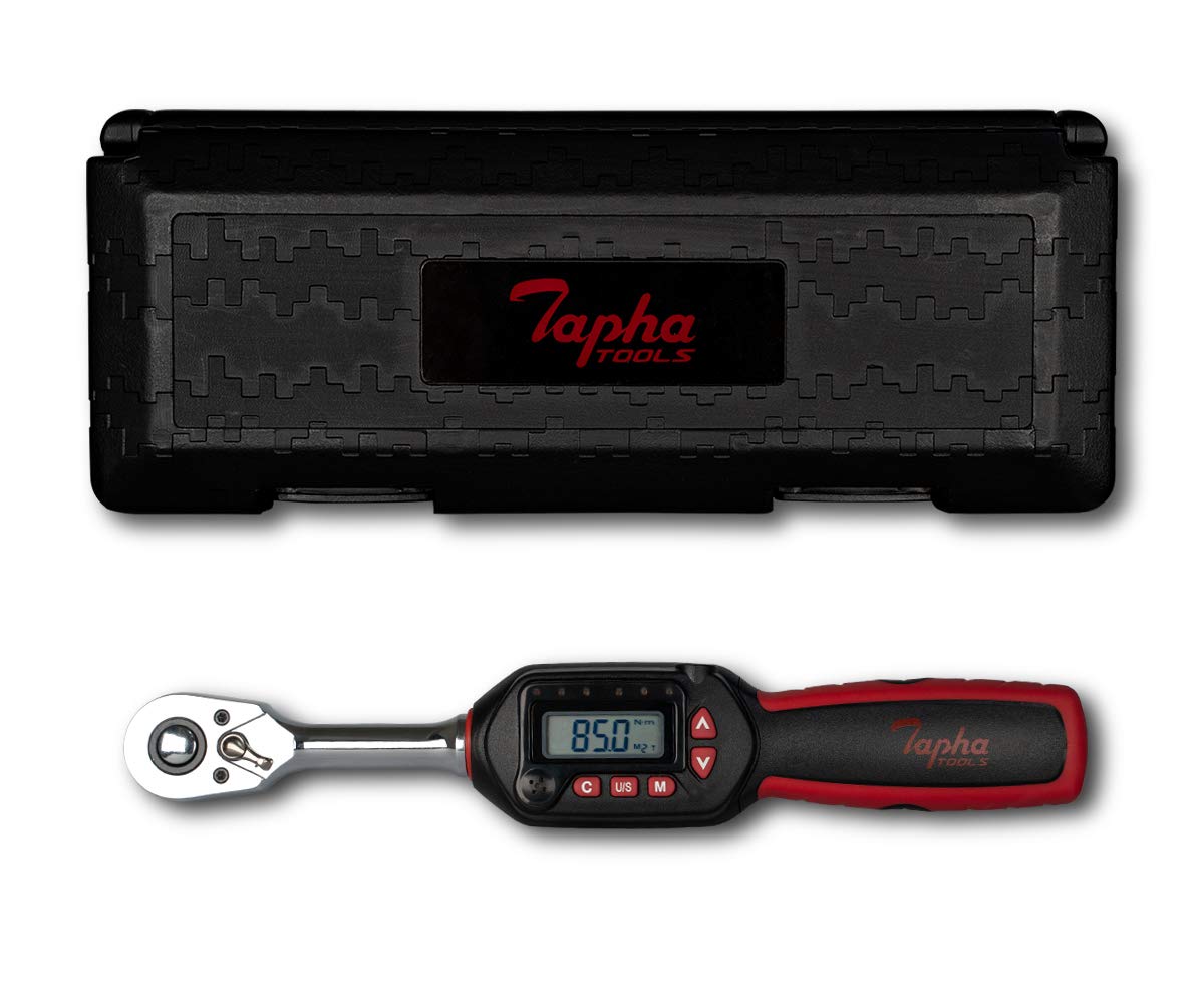 Tapha Tools 3/8 inch Digital Torque Wrench 3.1-62.7 ft-lbs (4.2-85 N-m) Torque Range, Accurate to ±2% Dual Direction, LED and Buzzer Notification, Preset Memory, ISO 6789, Calibrated (WP3N-T085BN)