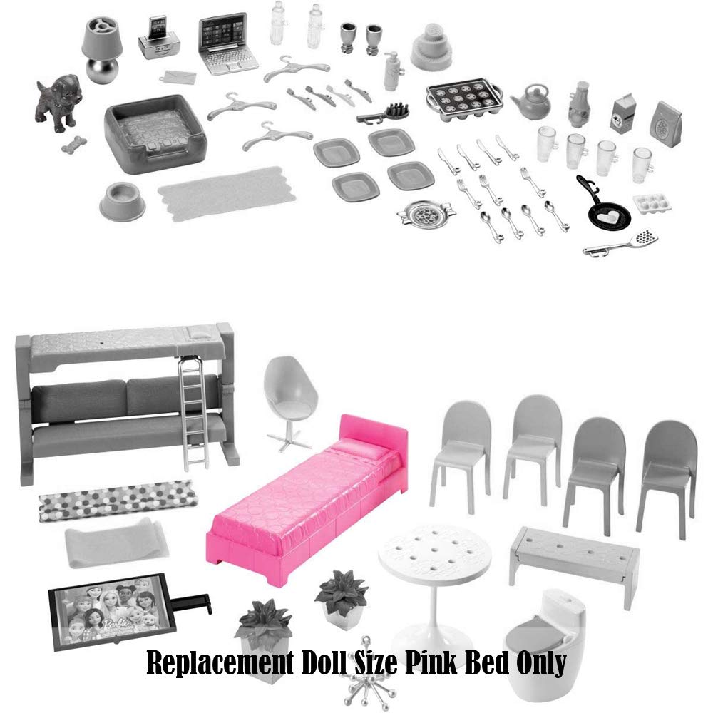 Replacement Parts for Barbie Dreamhouse Playset - FHY73 or GNH53 ~ Doll Size Pink Bed