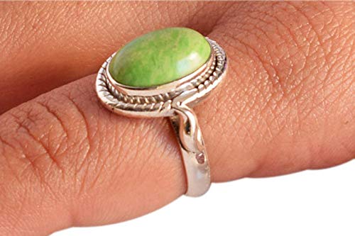 Ravishing Impressions Green Gaspeite Bridal-Wedding Unique Beautiful 925 Sterling Silver Women's Ring