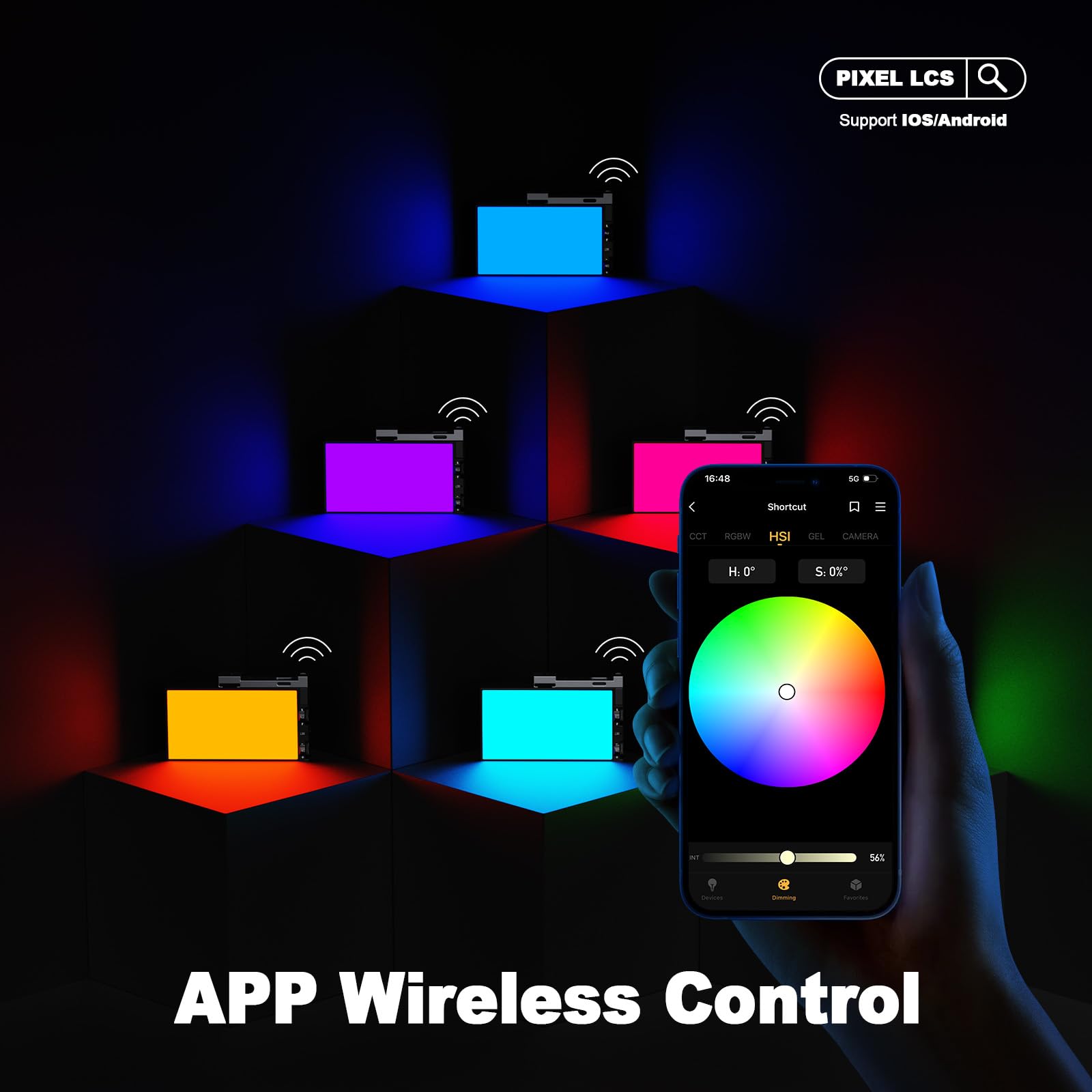 Pixel G1s RGB Camera Light with APP Control, Built-in 12W Rechargeable Battery RGB Video Light, 10 Common Lighting Effects, CRI≥97 2500-8500K LED Video Light with Aluminum Alloy Body, Mini Tripod