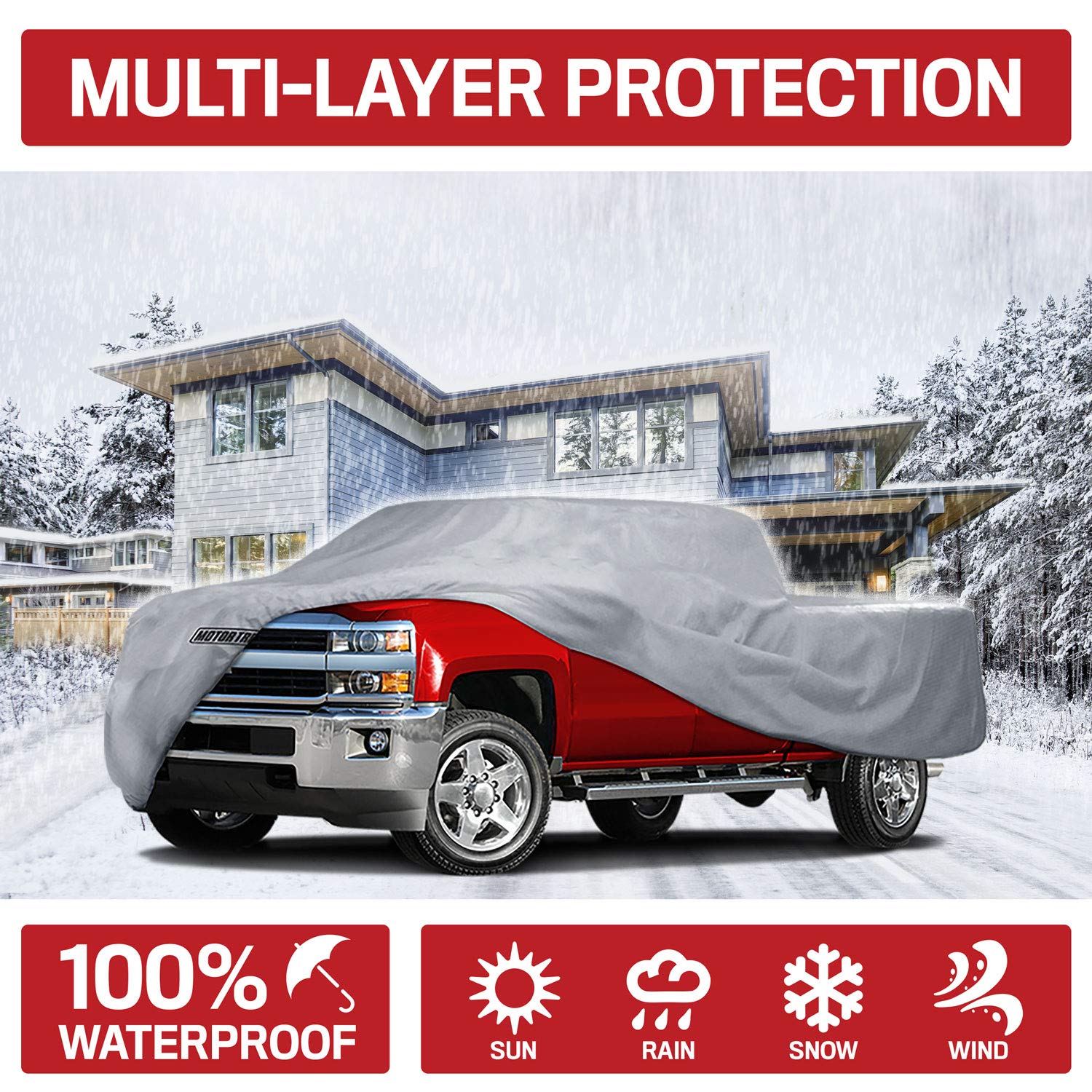 Motor Trend T-800 Truck Cover for 2013-2018 GMC Sierra Custom Fit All Weather Waterproof Pickup Protection