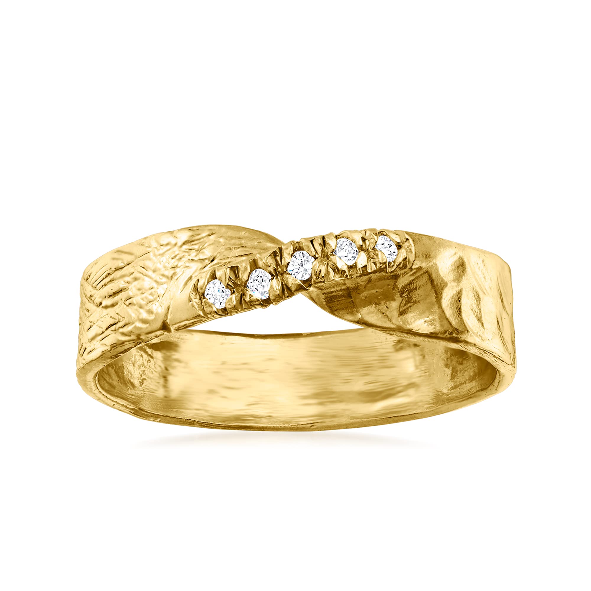 Ross-Simons Diamond-Accented Ring in 18kt Gold Over Sterling. Size 6