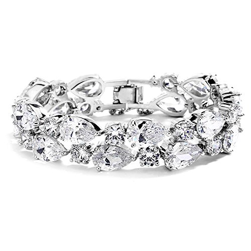 Mariell Silver Petite Length 6 1/2" Wedding Bracelet with Bold CZ Mosaic for Brides and Bridesmaids