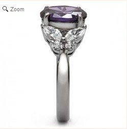 Marshal Imports 4 Ct Stainless Steel Butterfly Cocktail Ring with Amethyst Oval Cut Cubic Zirconia (9)