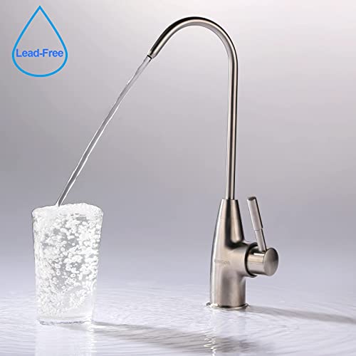 Water Filter Faucet, Fits Most Reverse Osmosis Water Filtration System, Kitchen Bar Sink Purifier Drinking Water Faucet, Stainless Steel,Lead-Free, Brushed, Single Handle
