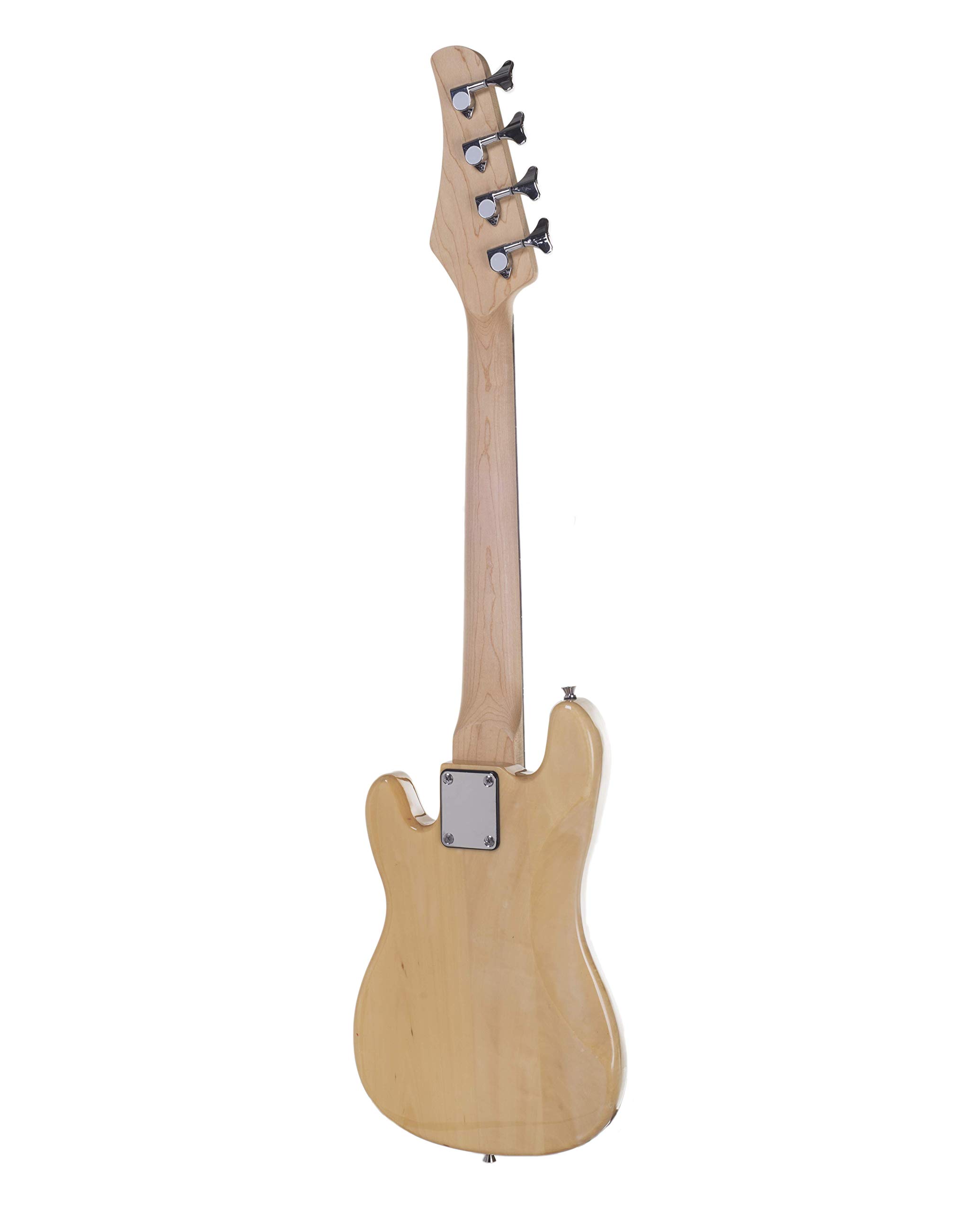 RAPTOR 38 Inch Kids Child 4 String Electric P Bass Package - NATURAL with 5W Amp, Gig Bag, Strap, Cable, Picks